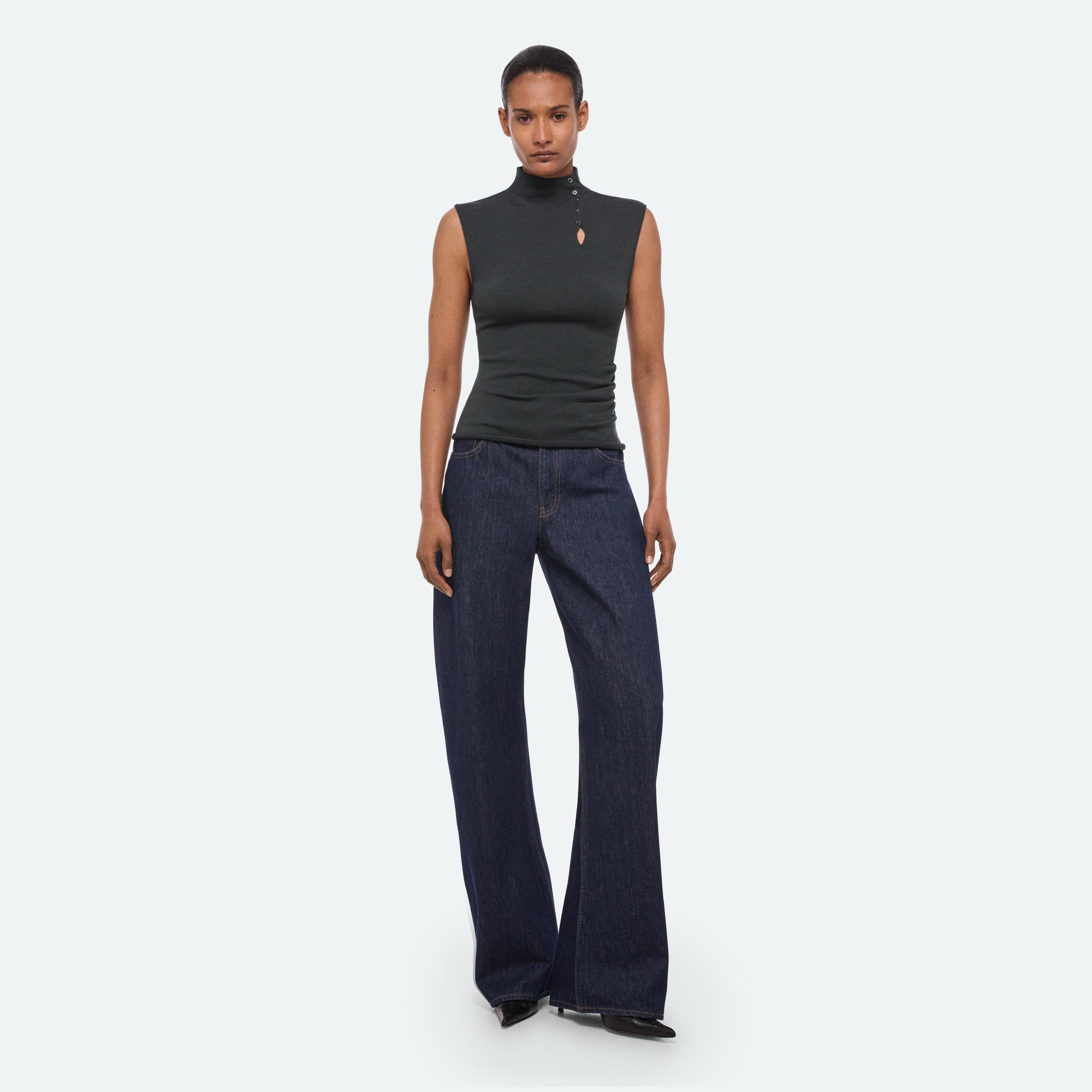 HELMUT LANG Helmut Lang Sleeveless Turtleneck Tank with Button Detail